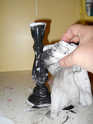 DIY: Paint Rub Technique to Distress Candlesticks